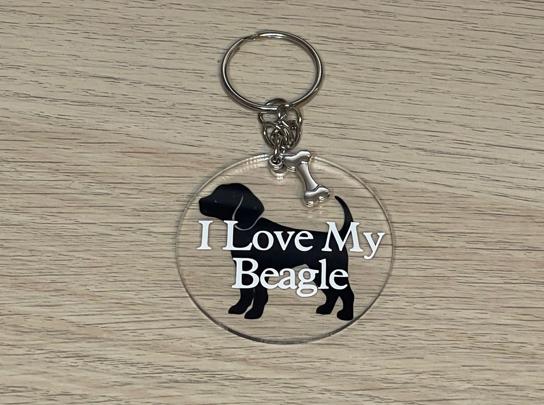 Love My Beagle Key Chain With Dog Bone Accent - Etsy