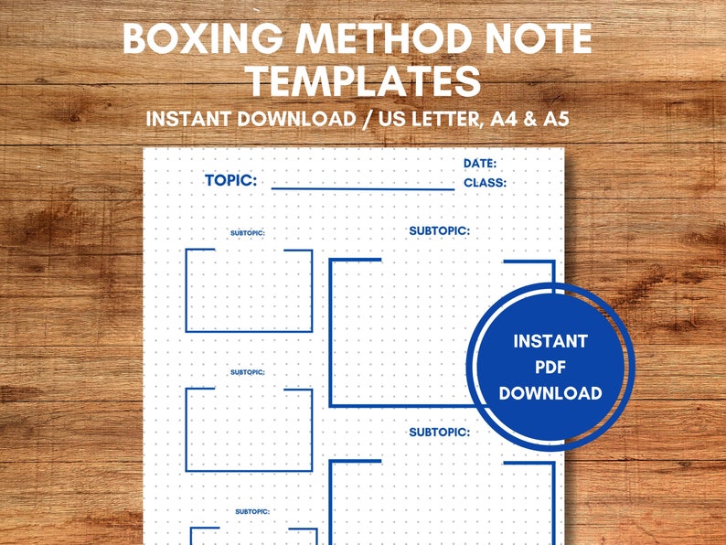 Boxing Method Note-taking Templates | US Letter, A4, A5 (digital ...