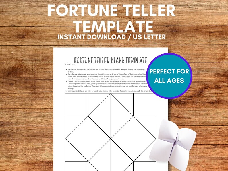 Fortune Teller Template / Instant PDF Download / Stress Catcher for ...