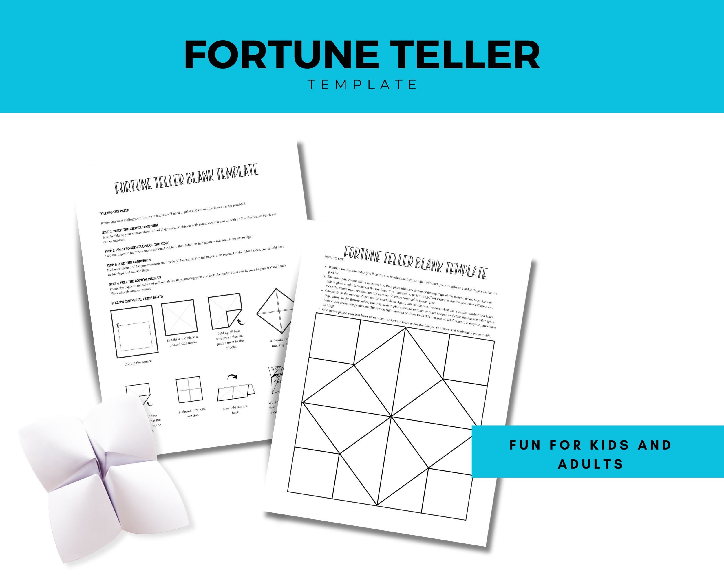 Fortune Teller Template / Instant PDF Download / Stress Catcher for ...