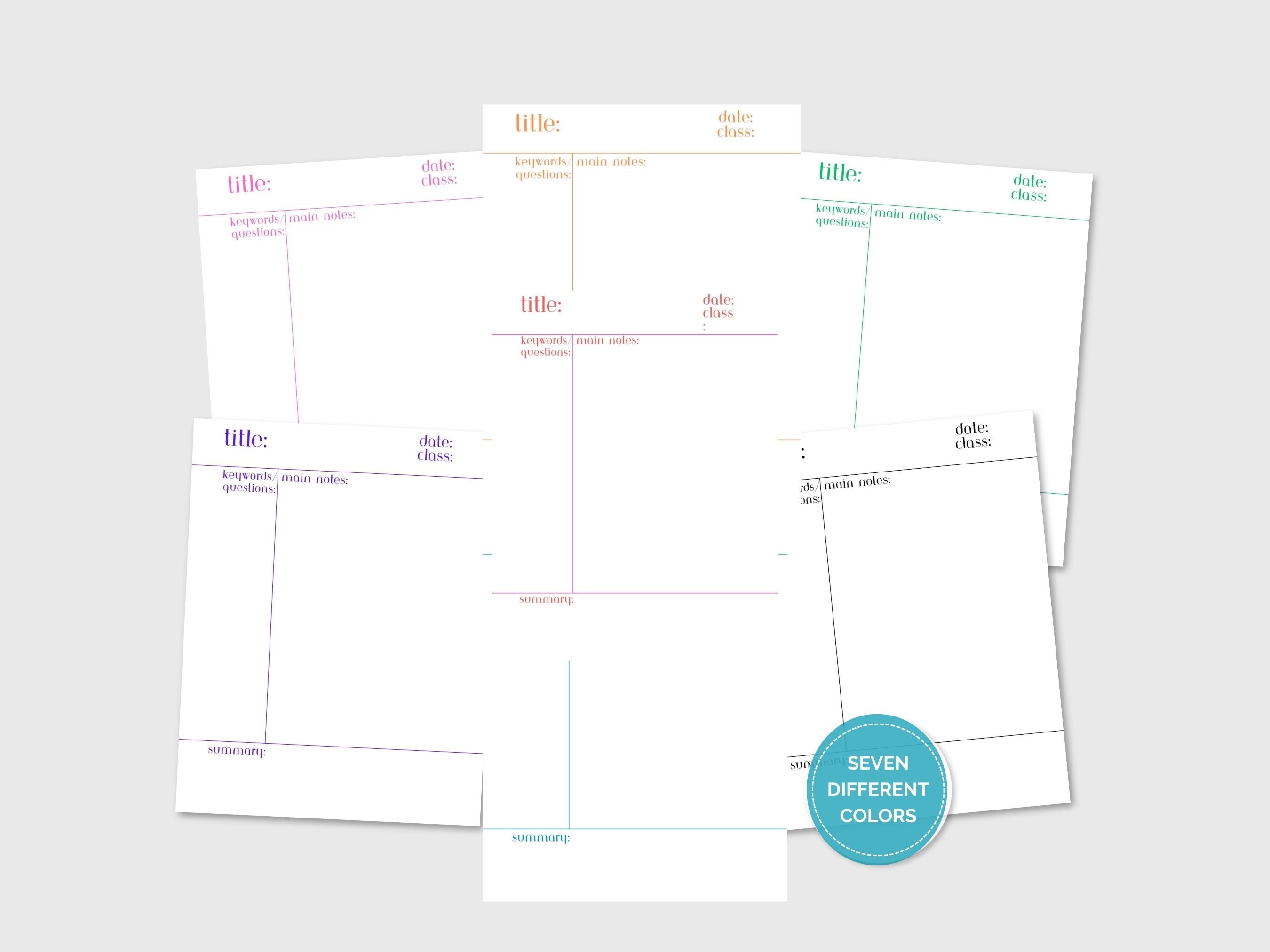 College Cornell Note-taking Template Instant PDF Download - Etsy