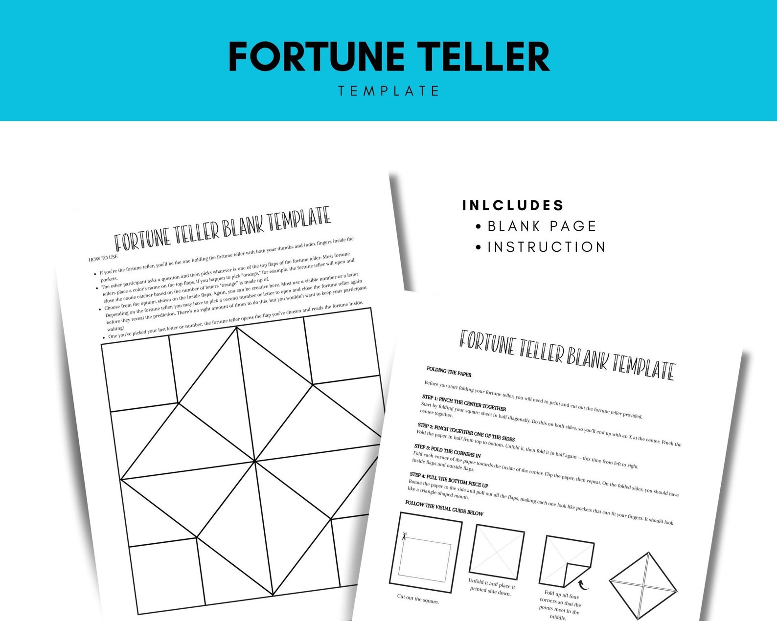 Fortune Teller Template / Instant PDF Download / Stress Catcher for ...