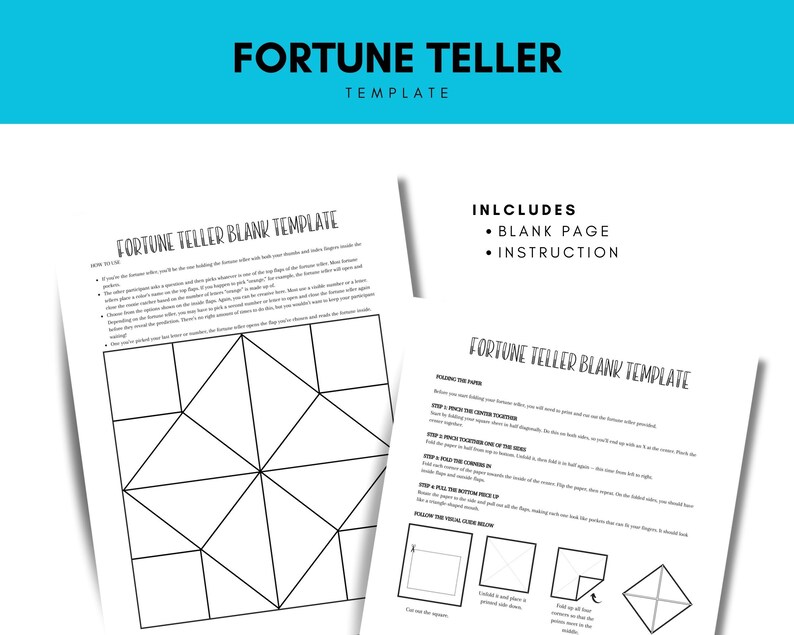 Fortune Teller Template / Instant PDF Download / Stress Catcher for ...