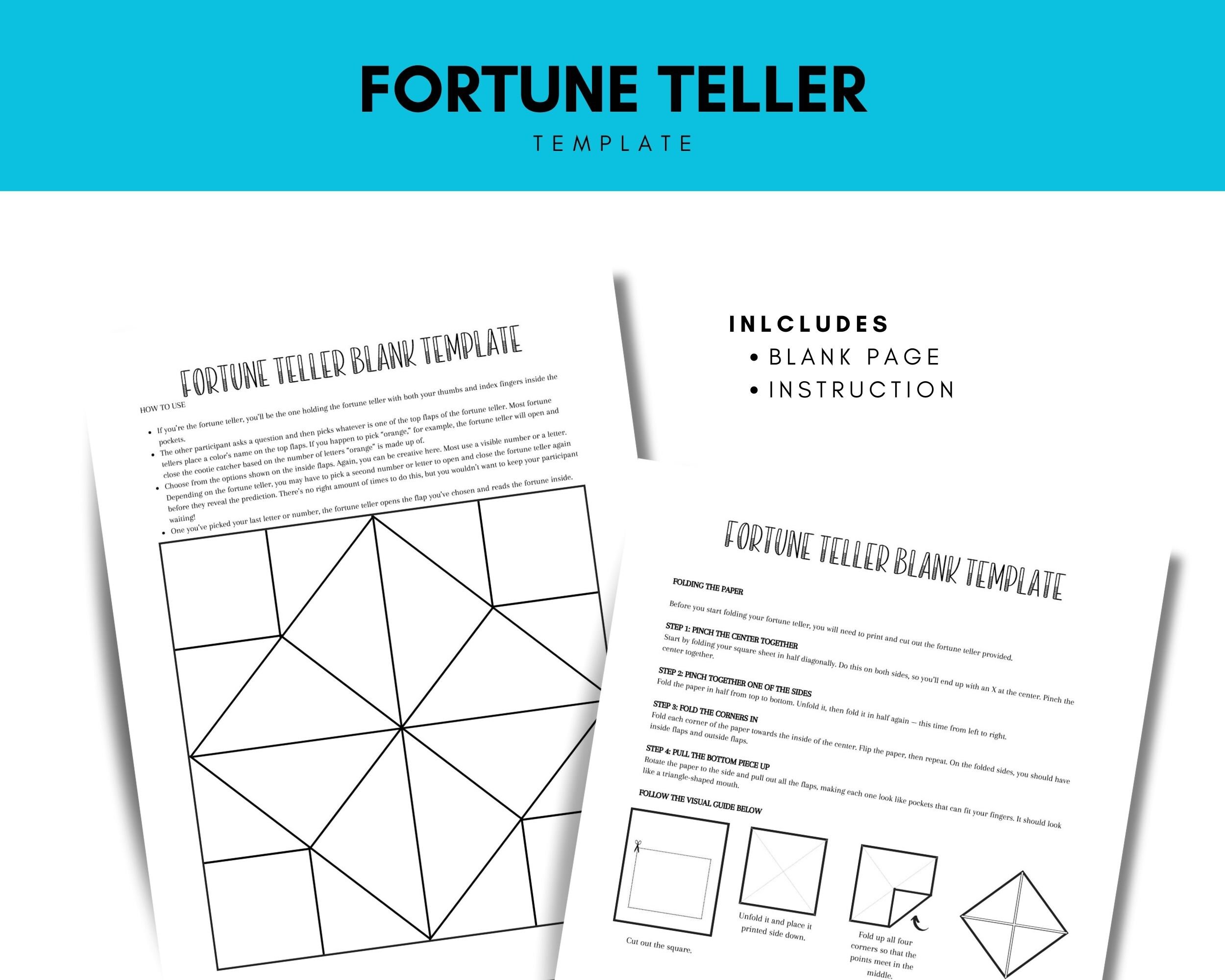 Fortune Teller Template / Instant PDF Download / Stress Catcher for ...