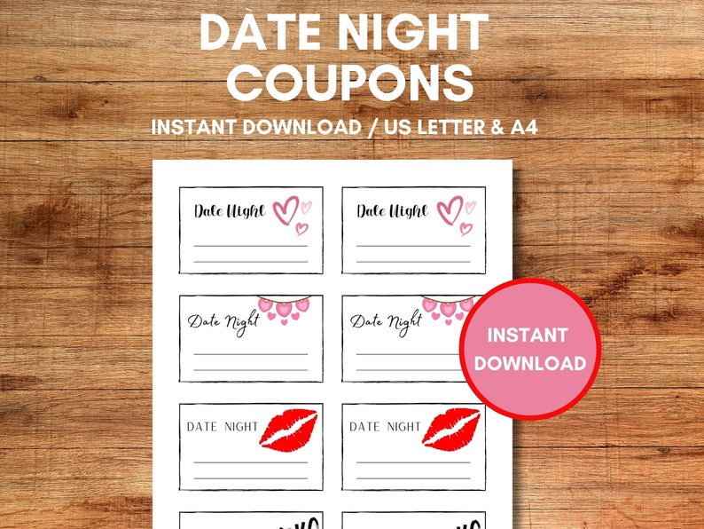 Printable Date Night Coupons: Customizable Romance for Every Occasion ...