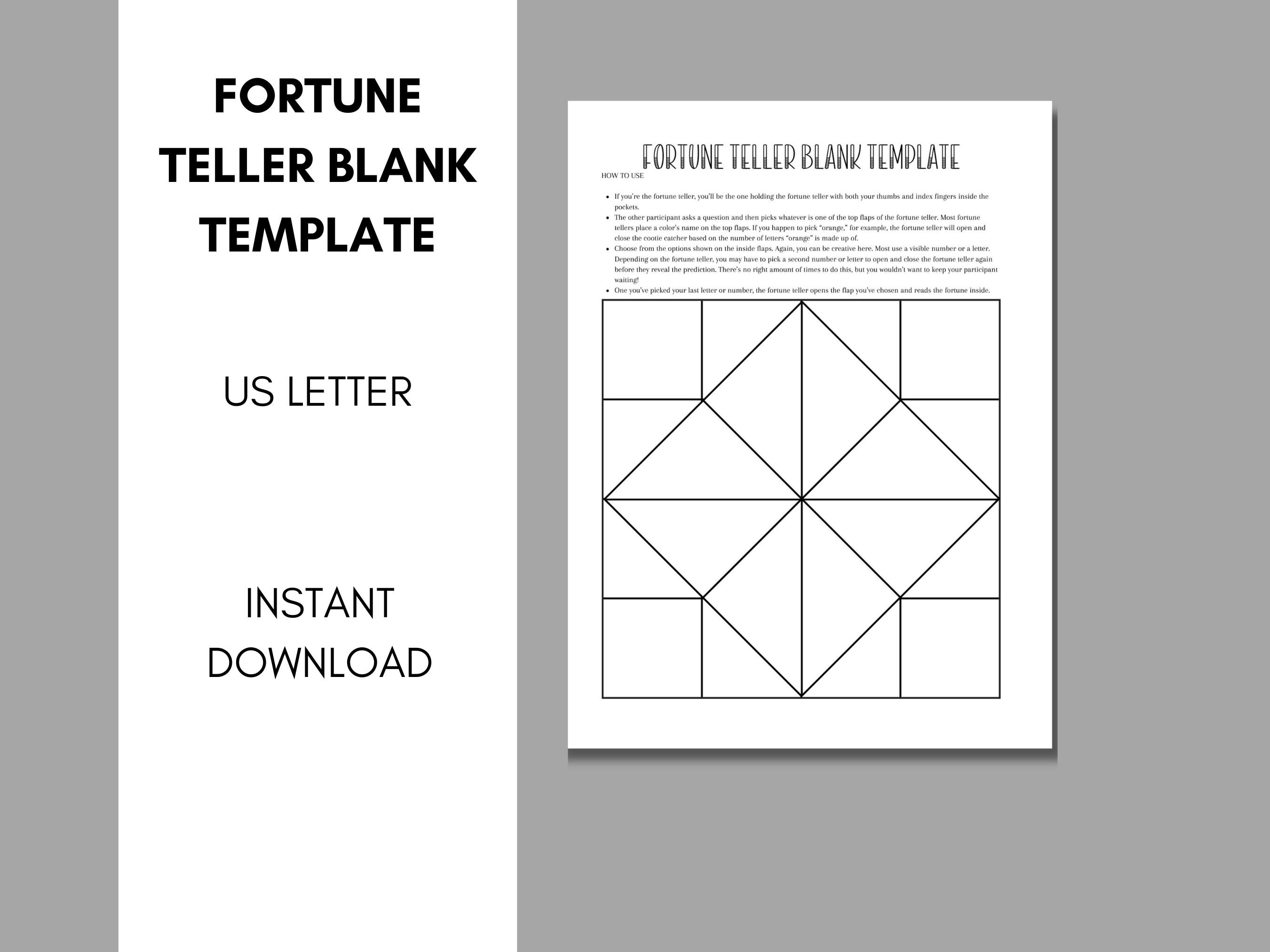 Fortune Teller Template / Instant PDF Download / Stress Catcher for ...