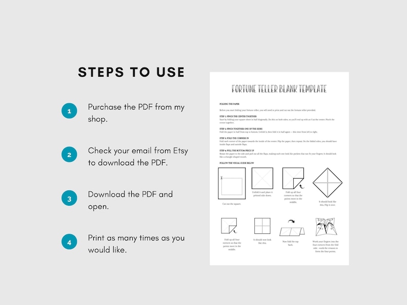 Fortune Teller Template / Instant PDF Download / Stress Catcher for ...