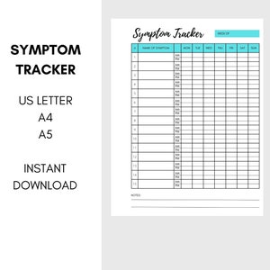 Printable Symptom Tracker Page for Health Journal / Health Planner ...