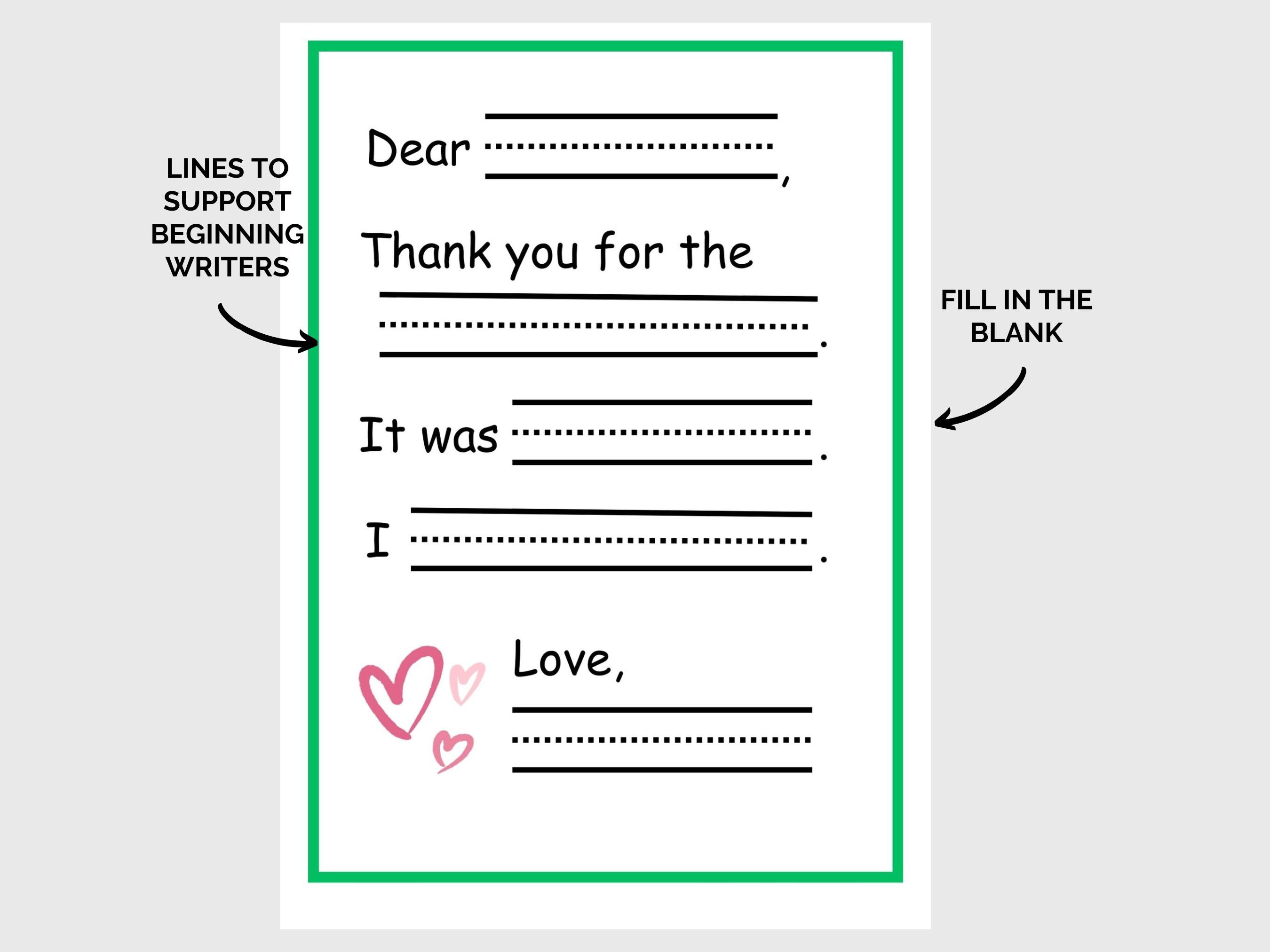 Kids Thank You Note Template / Instant PDF Download / 5 X 7 Card ...