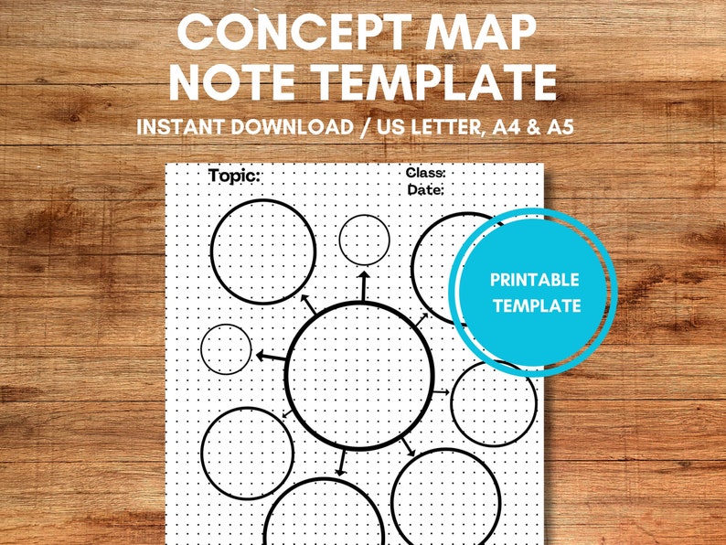 Concept Map Note Template / Organize Ideas Effortlessly / Instant PDF ...