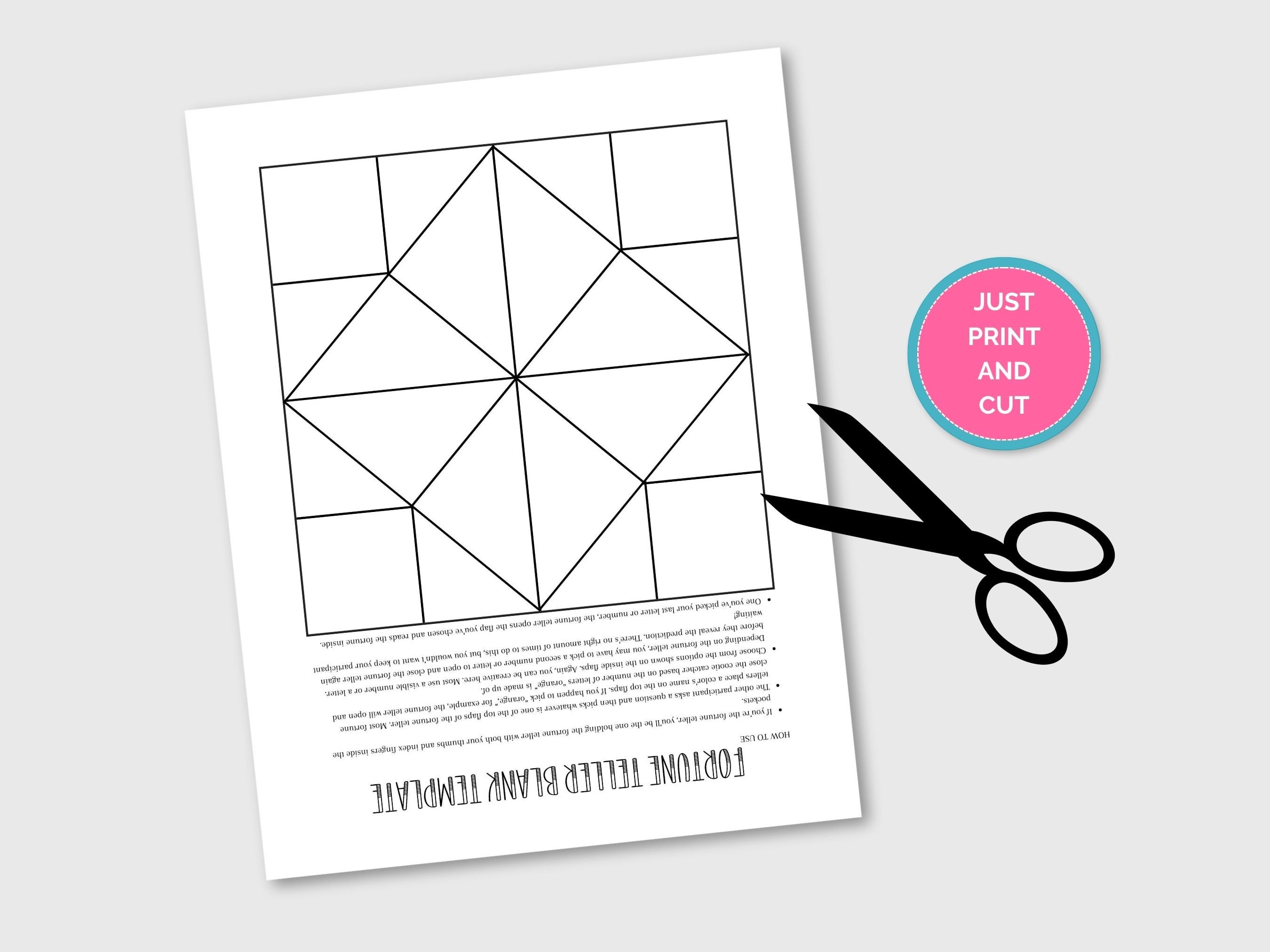 Fortune Teller Template / Instant PDF Download / Stress Catcher for ...
