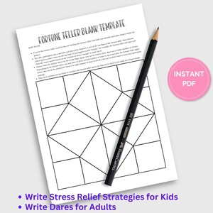 Fortune Teller Template / Instant PDF Download / Stress Catcher for ...