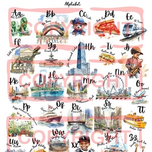 Chicago Alphabet Printable Poster Digital Download Wall Art Children's ...