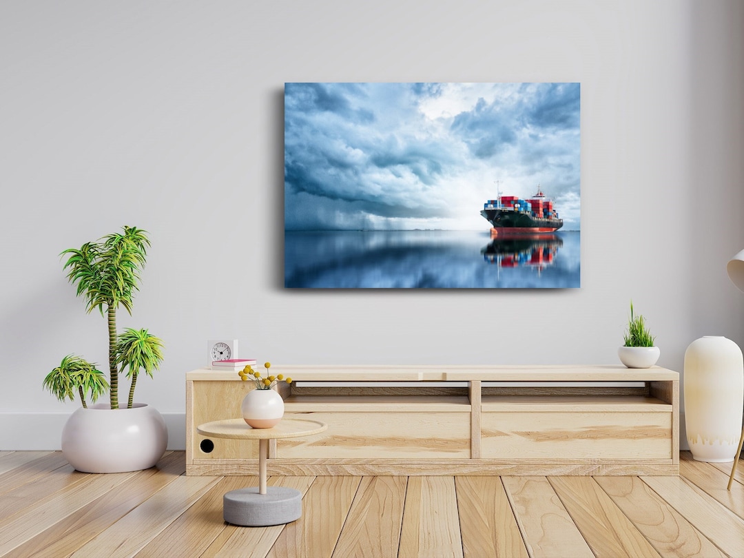 International Container Cargo Ship Canvas, Nautical Vessel Wall Art ...