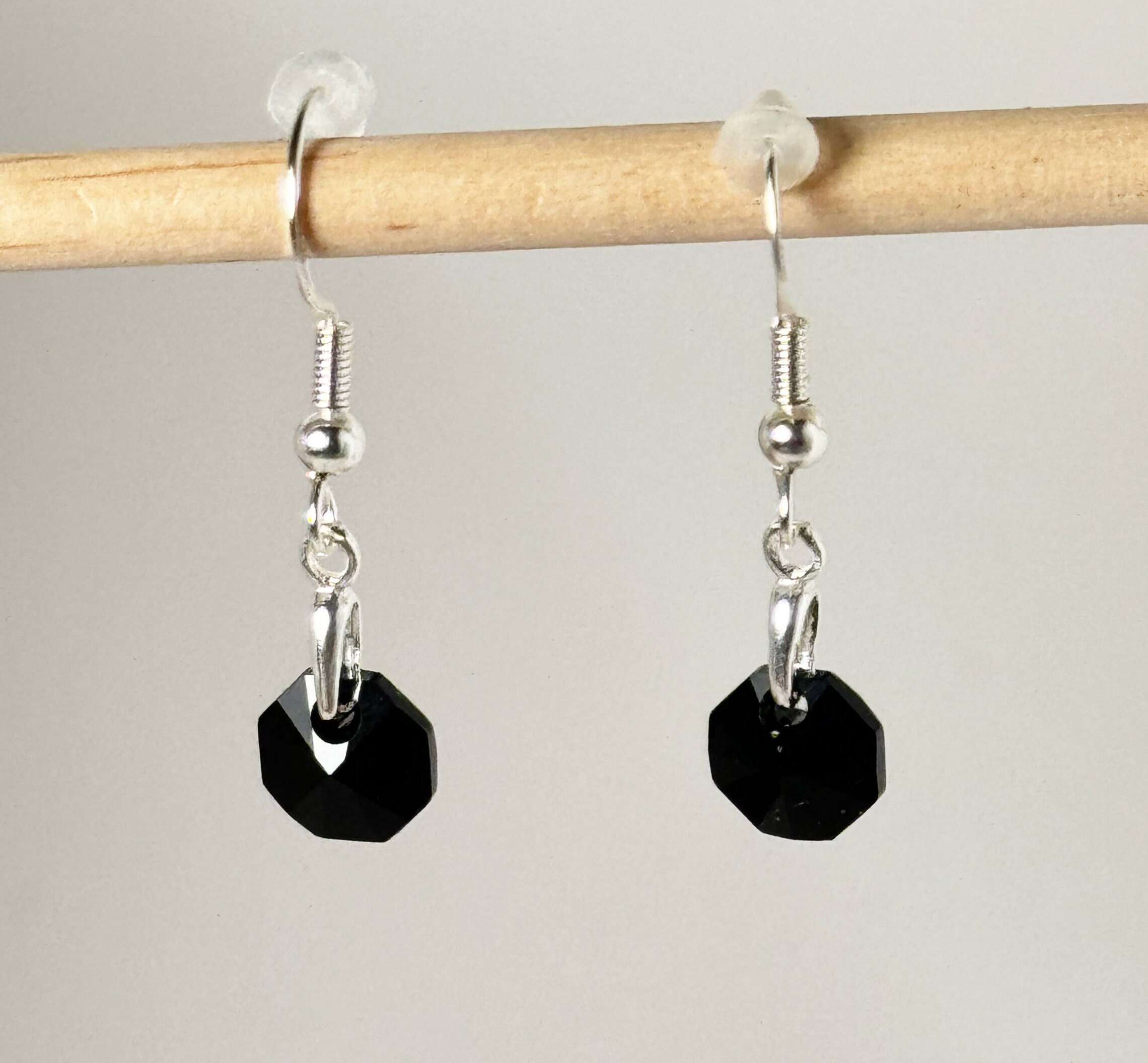 Swarovski Jet Black Octagon Pendant Earrings With Sterling Silver ...