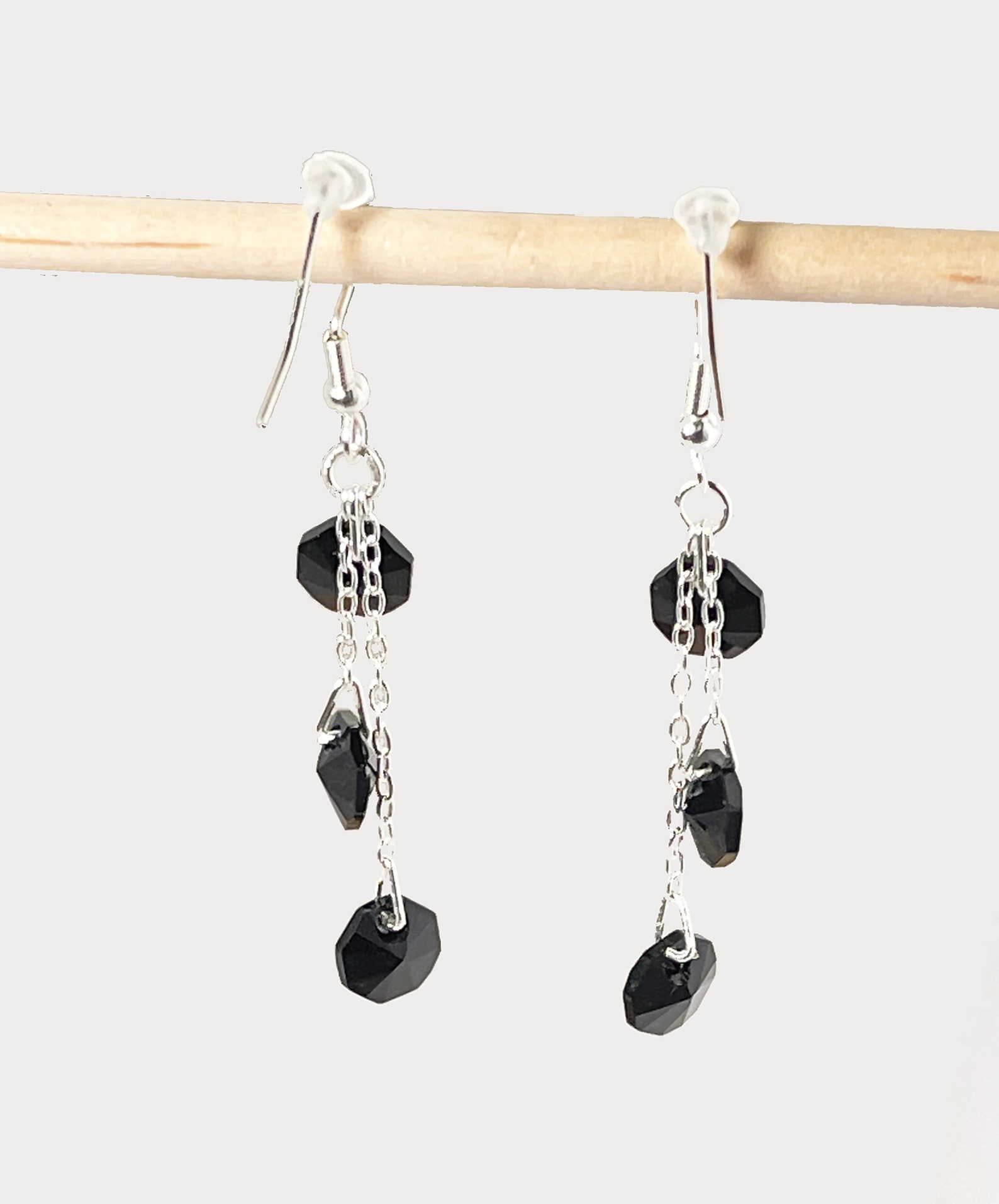 Swarovski Jet Black Octagon Pendant Earrings With Sterling Silver ...