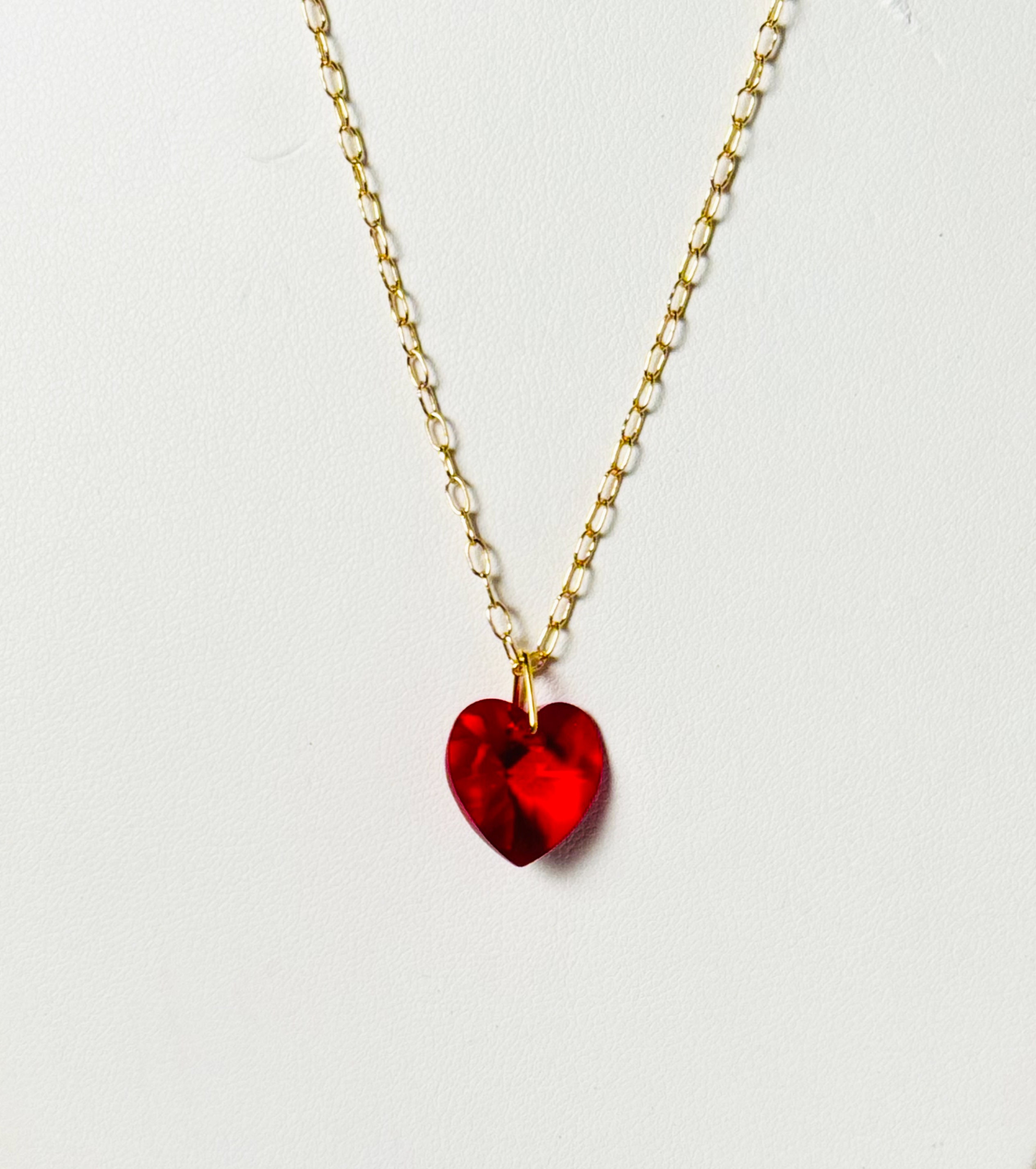 Swarovski Siam Red Crystal Heart Pendant Necklace on 14K GF Chain - Etsy