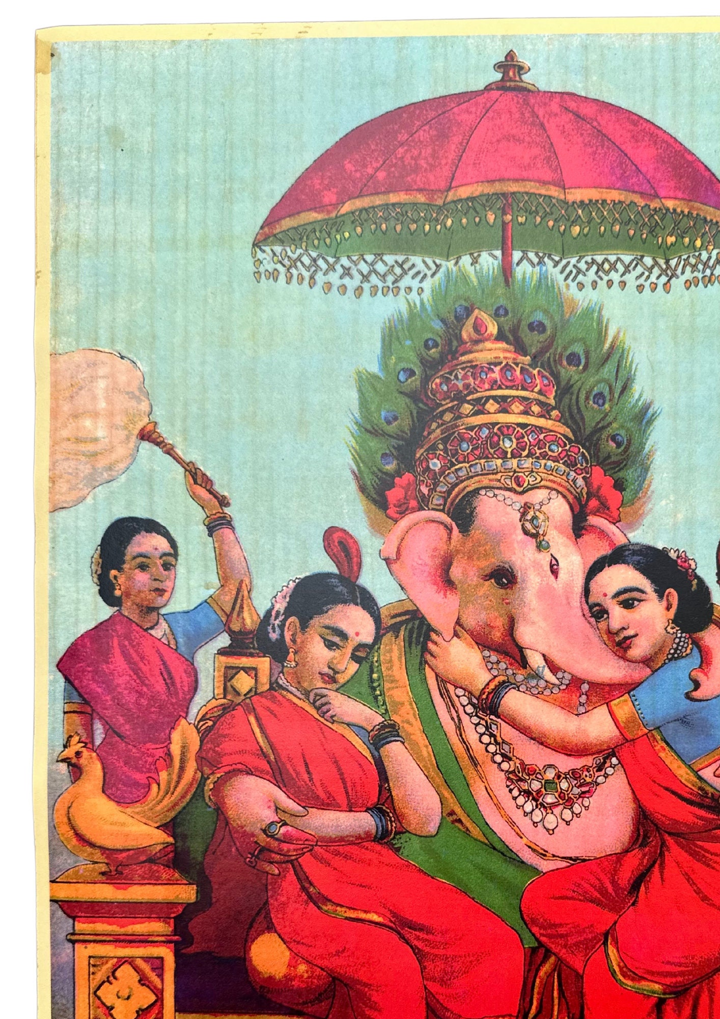 Raja Ravi Varma Print - Ganapati With His Consorts Riddhi and Siddhi ...