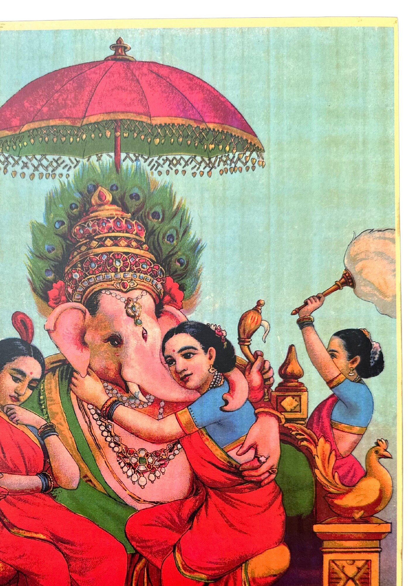 Raja Ravi Varma Print - Ganapati With His Consorts Riddhi and Siddhi ...