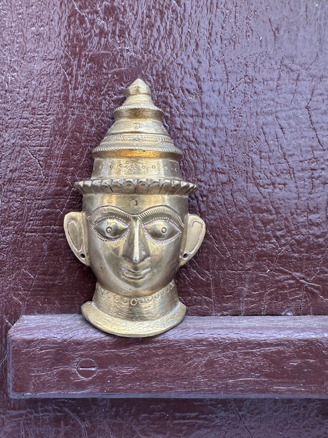 Vintage Hindu Ritual Brass Goddess Head Mask - Hindu Deity Goddess ...