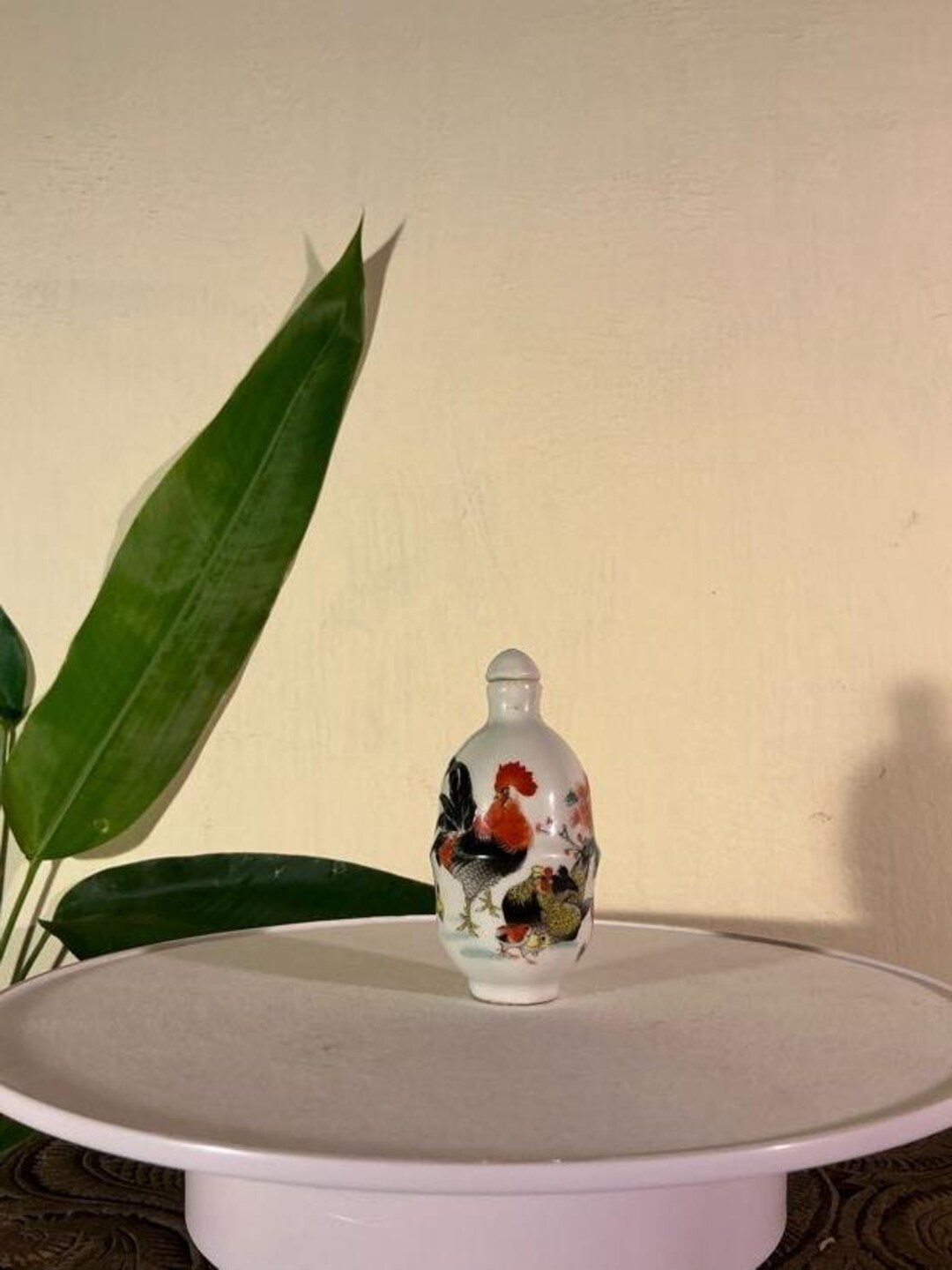 Vintage Rooster Motif Ceramic Chinese Perfume Medicine 'stuff' Bottle ...