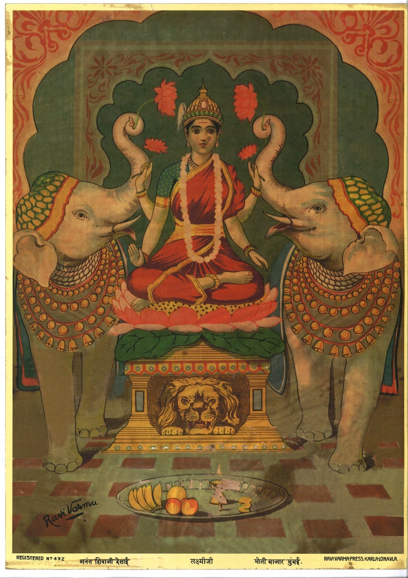 Lakshmiji by Raja Ravi Varma and Ravi Varma Press, Karla Lonavala ...