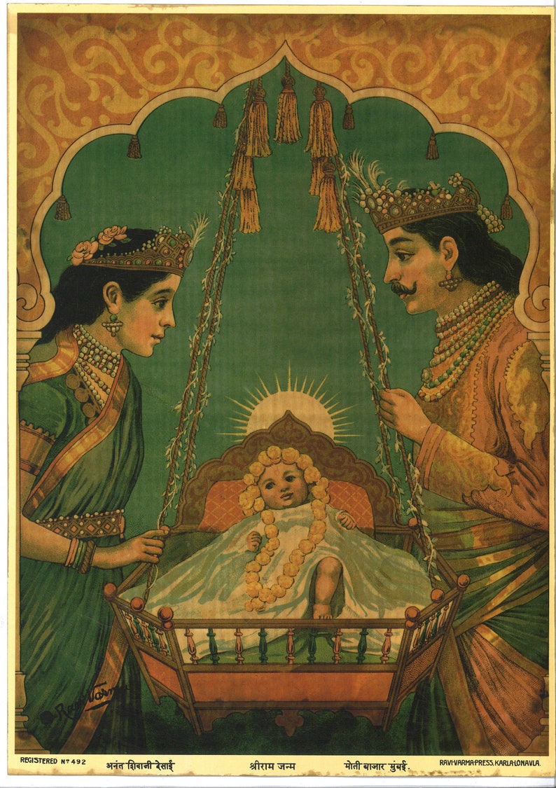 Shri Ram Janm (the Birth of Shri Rama) by Raja Ravi Varma and Ravi ...