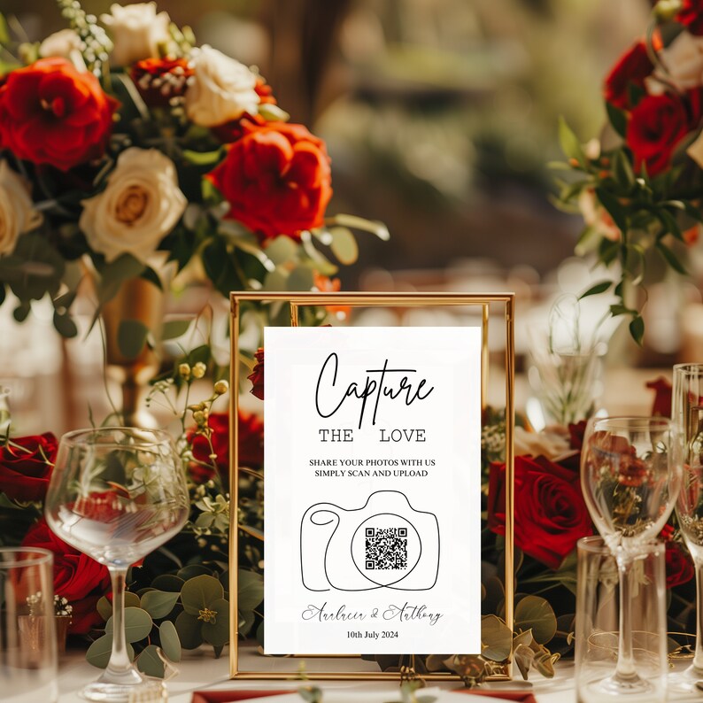 Capture the Love Wedding QR Code Sign, Wedding QR Code, Wedding Photo ...