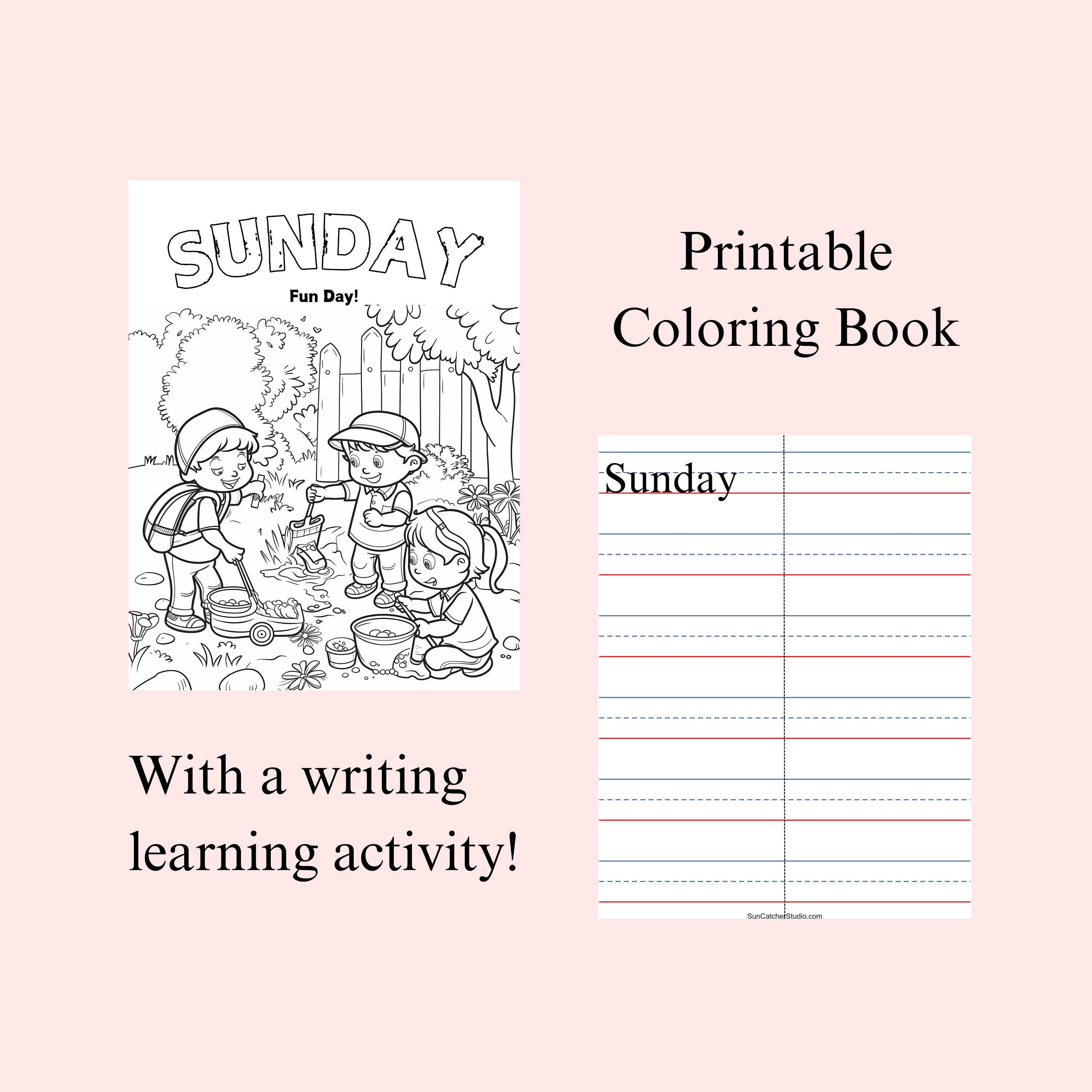 Downloadable Coloring Book, Days of the Week Learning Activity ...