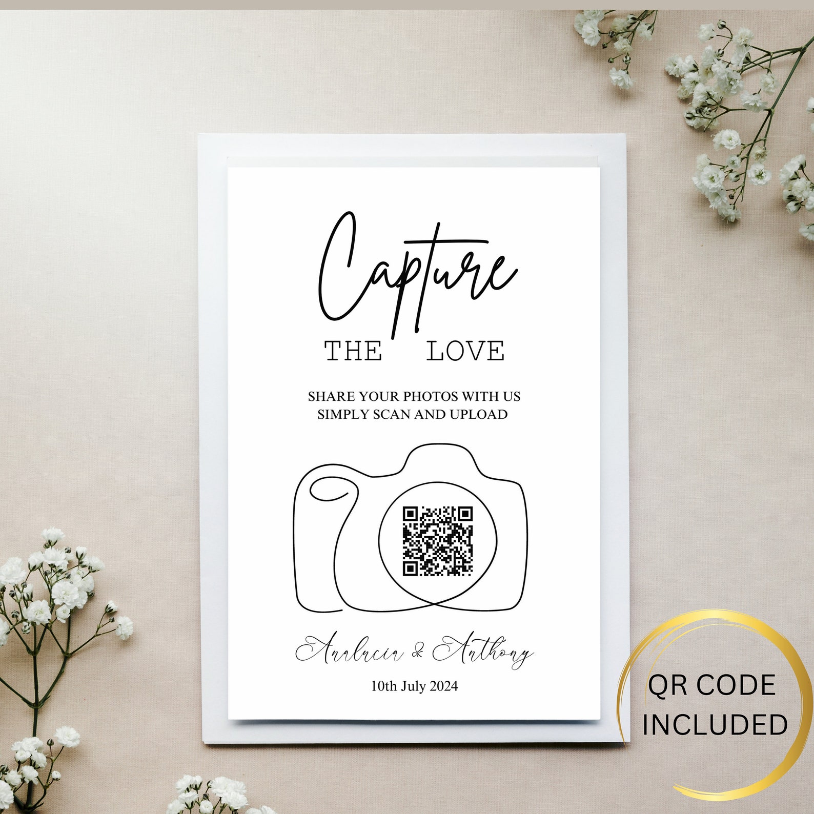 Capture the Love Wedding QR Code Sign, Wedding QR Code, Wedding Photo ...