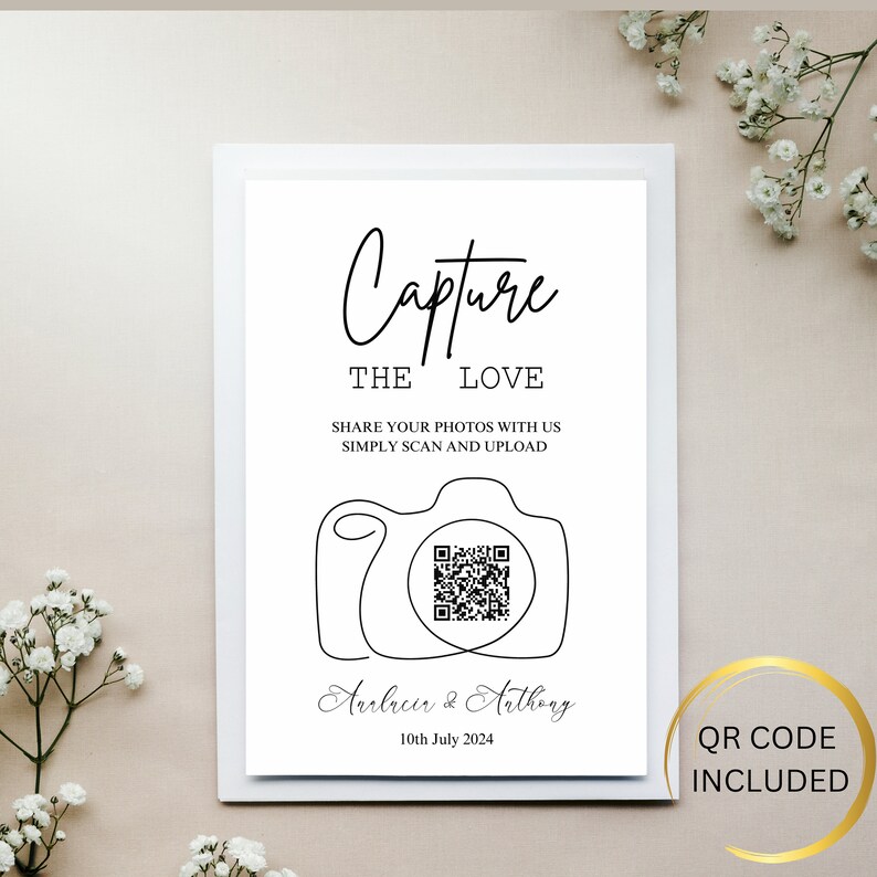 Capture the Love Wedding QR Code Sign, Wedding QR Code, Wedding Photo ...