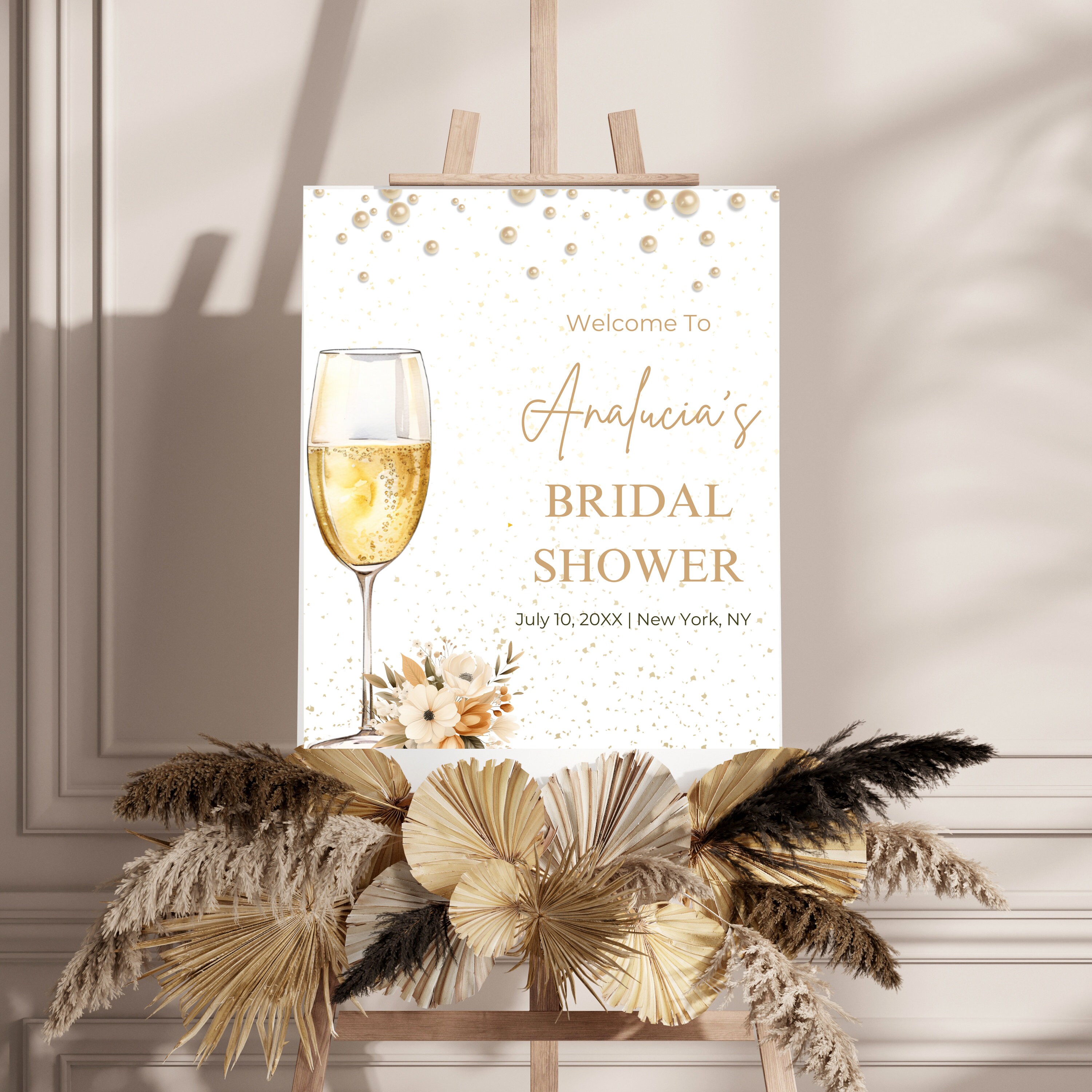 Pearls and Prosecco Bridal Shower Sign | Pearls and Prosecco Welcome ...