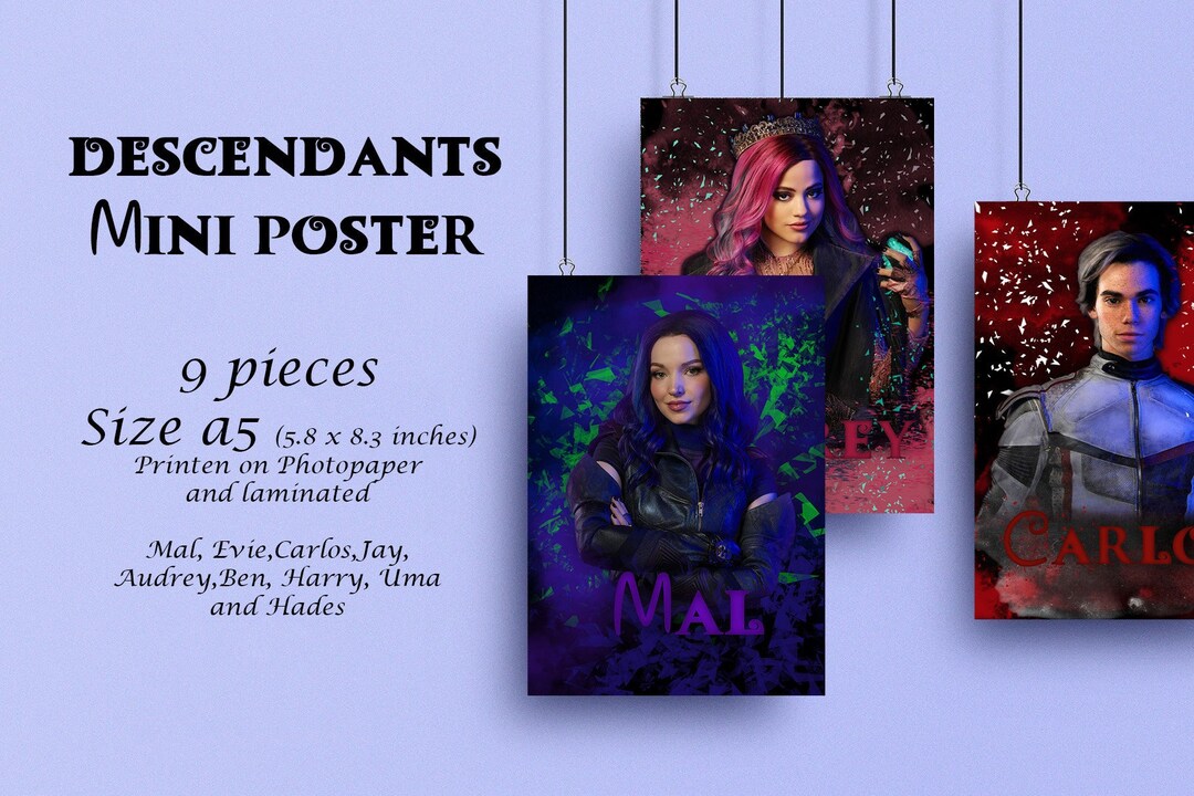 Descendants 3 Mini Posters 9 Pieces Pack - Etsy