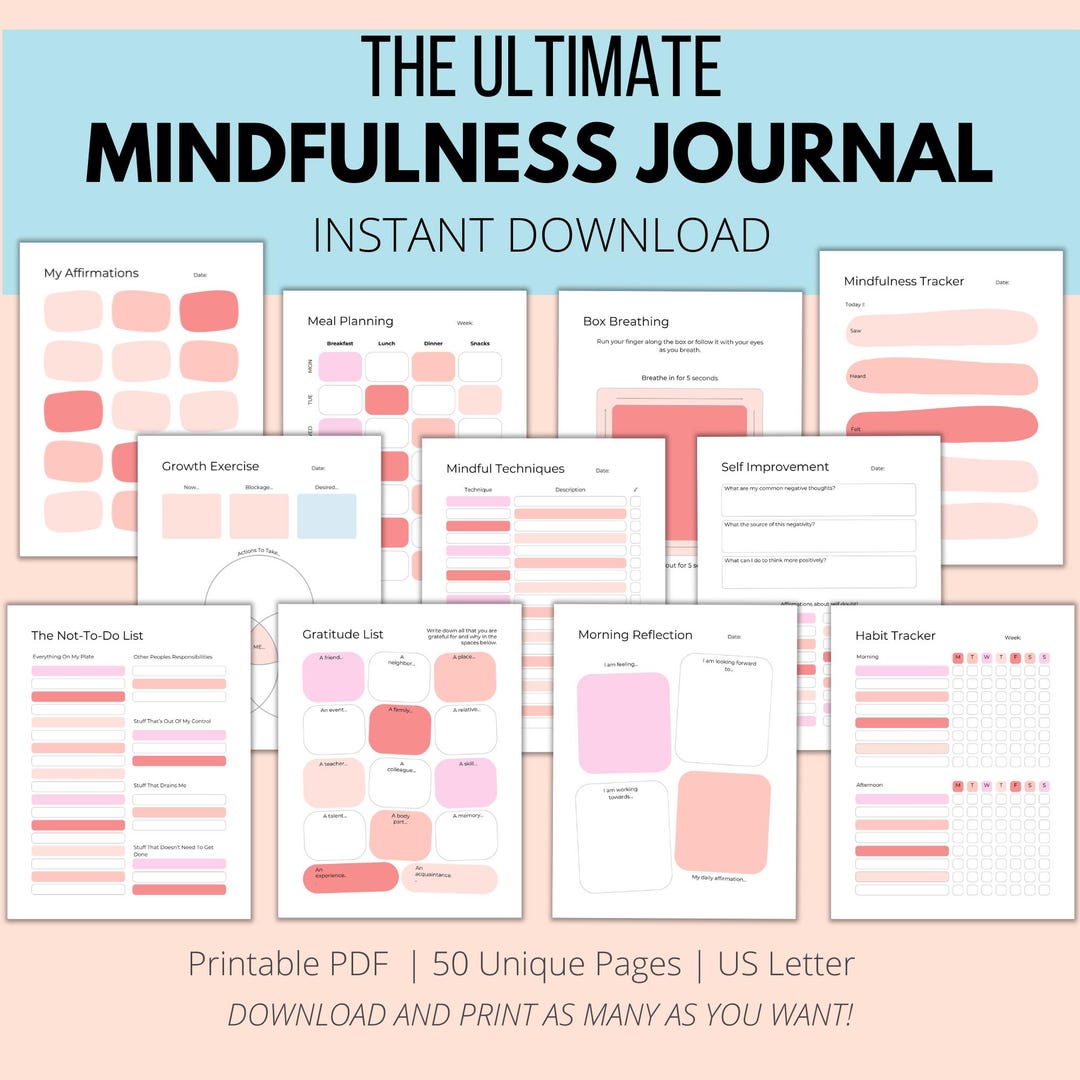Mindfulness Journal Printable – Guided Prompts, Daily Reflections, Self ...