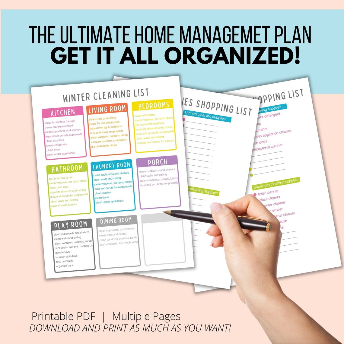 The Ultimate HOME MANAGEMENT Planner | 42 Unique Pages | Instant ...