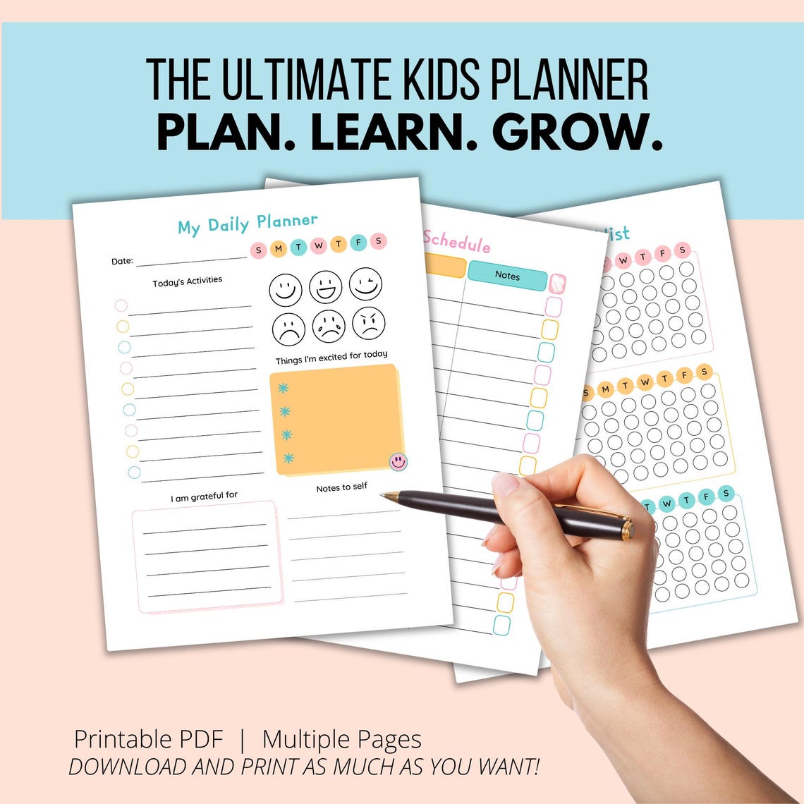 Kids Printable Planner – Daily and Weekly Planner for Kids, School ...