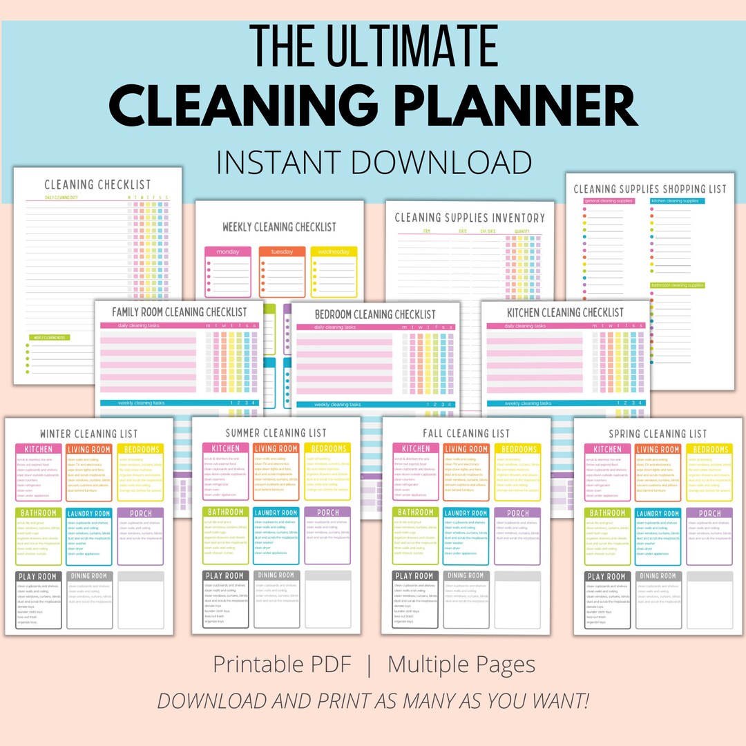 The ULTIMATE CLEANING PLANNER, Printable Cleaning Planner, Cleaning ...