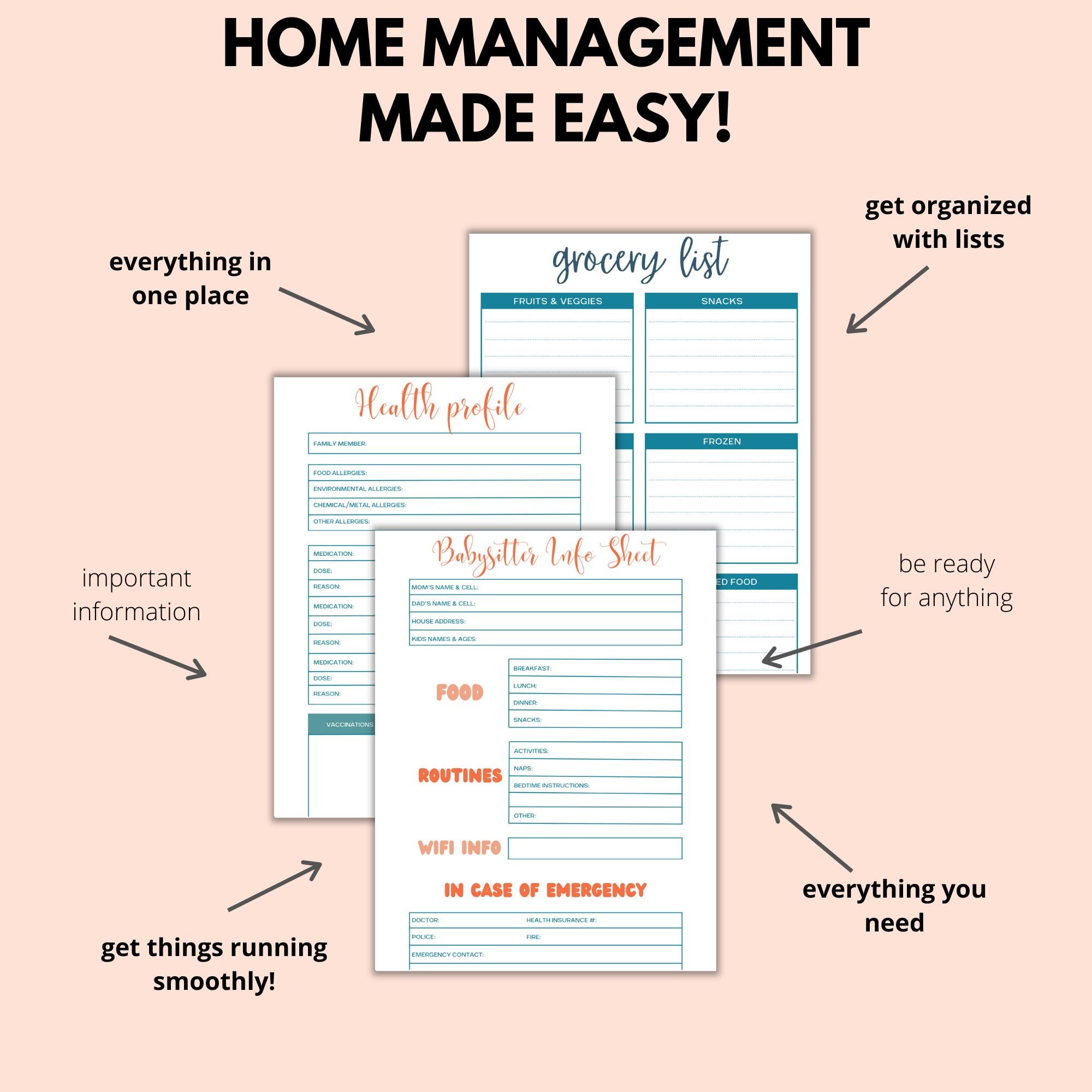 The Ultimate HOME MANAGEMENT Planner | 42 Unique Pages | Instant ...