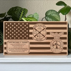 Custom Military Flag Plaque - Personalized Wood Flag With Engraved ...