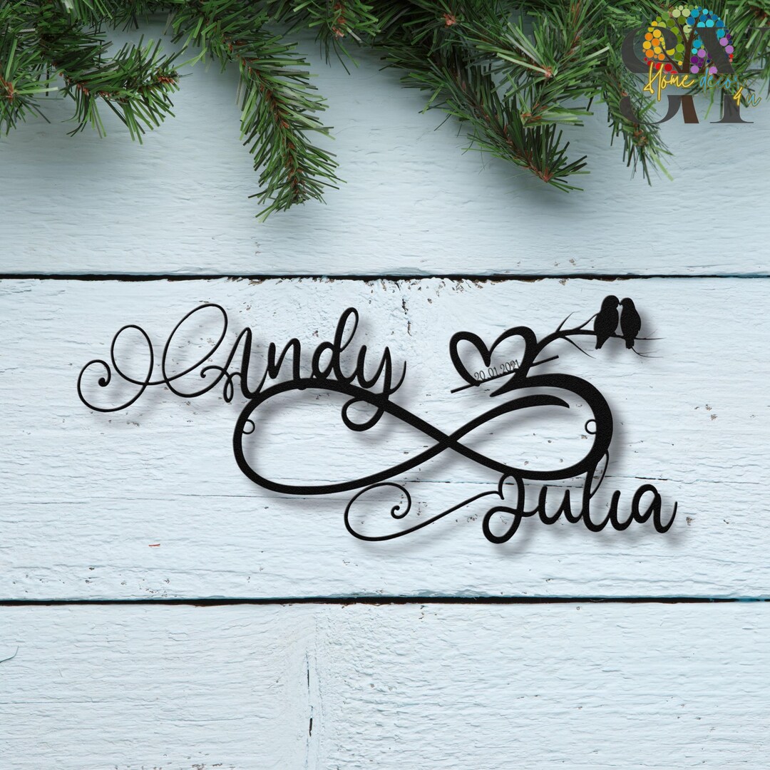 Custom Infinity Metal Name Sign - Personalized Wedding, Anniversary, or ...