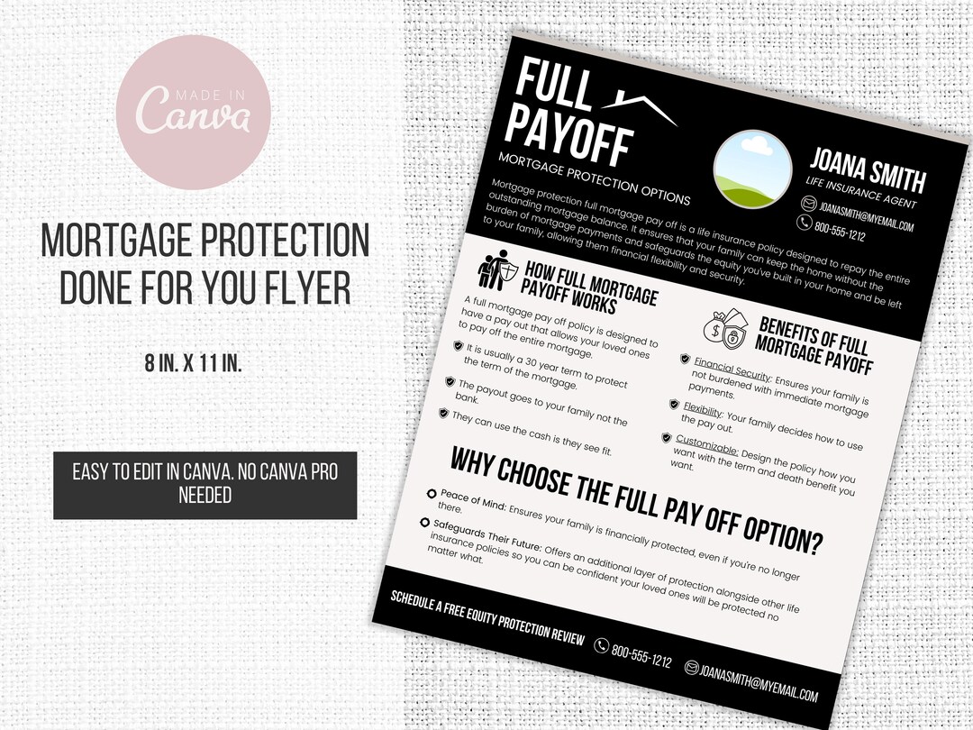Mortgage Protection Flyer: Life Insurance Agent Marketing Template ...
