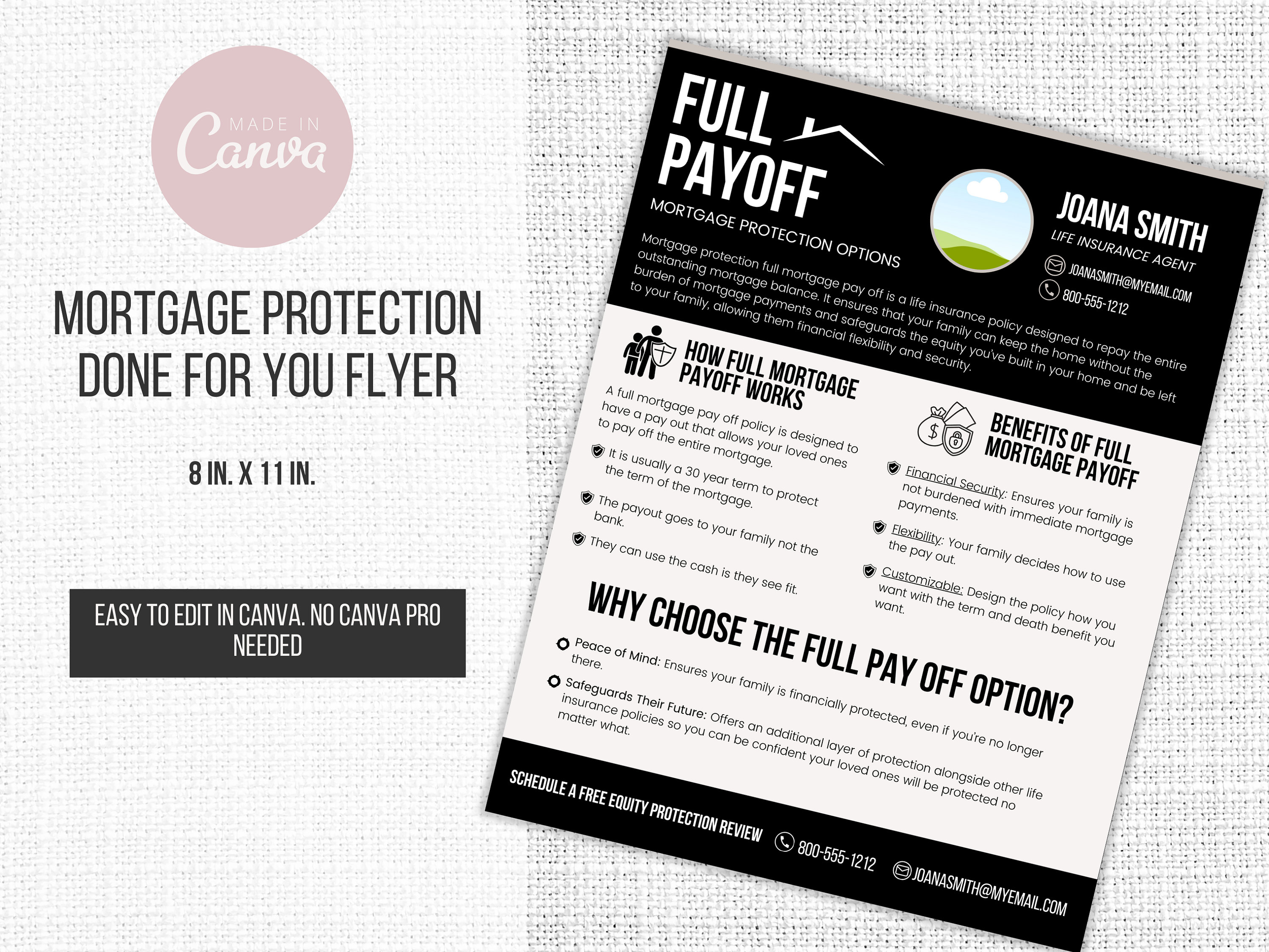 Life Insurance Agent Mortgage Protection Marketing Flyer Fully Editable ...