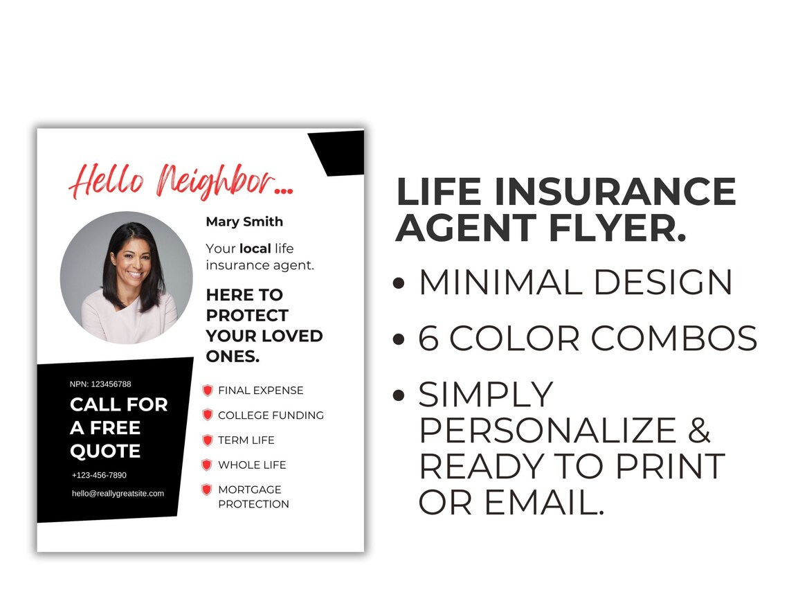 Life Insurance Agent Flyer Template: Editable Canva Design - Etsy