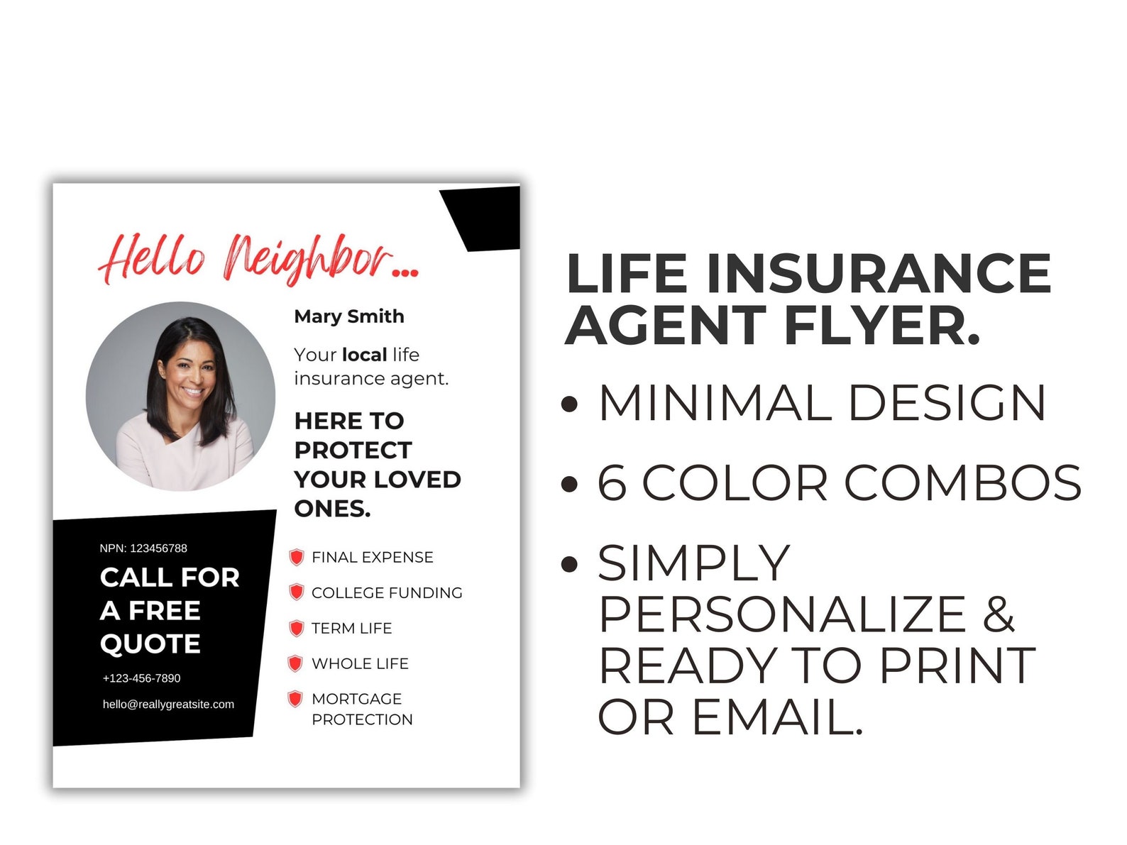 Life Insurance Agent Flyer Template: Editable Canva Design - Etsy