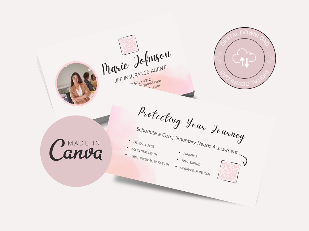 Insurance Agent Business Card | Canva Template - No Canva PRO Needed ...