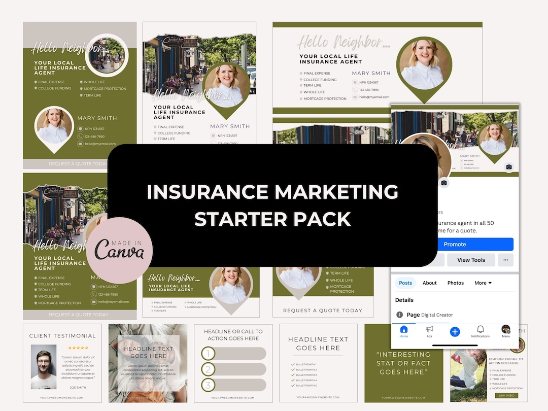 Insurance Marketing Kit: Modern Social Media Templates (canva) - Etsy