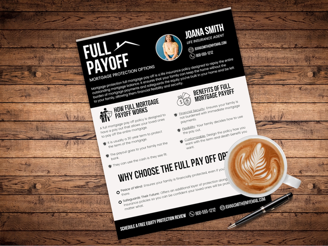 Life Insurance Agent Mortgage Protection Marketing Flyer Fully Editable ...