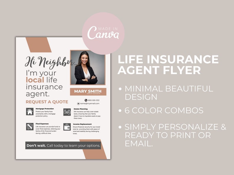 Life Insurance Agent Flyer: Editable Canva Template - Etsy