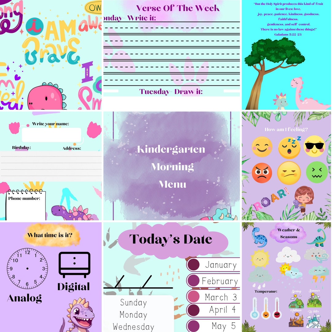 Kindergarten Dinosaur Morning Menu - Etsy