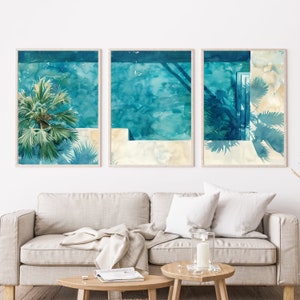 Palm Springs Vibes Pool Poster Set of 3 - Watercolor Art Prints - Mid ...
